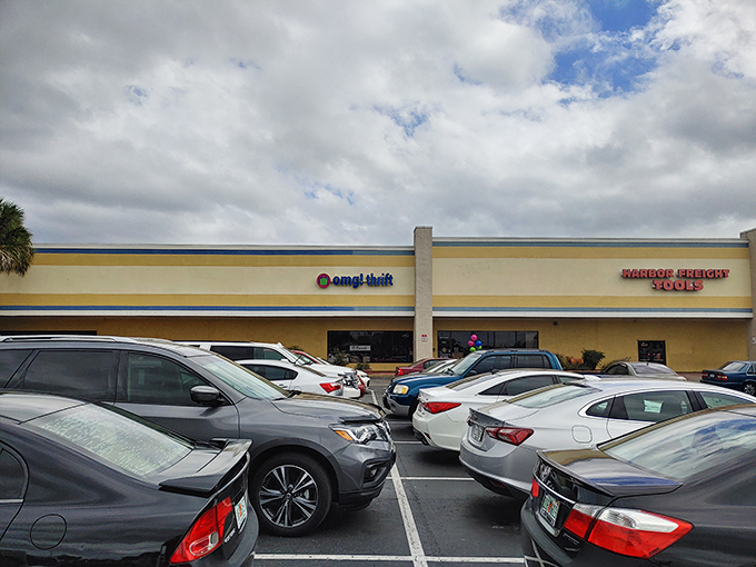 The unassuming exterior of omg! thrift belies the wonderland within. Like a retail TARDIS, it's somehow bigger on the inside.