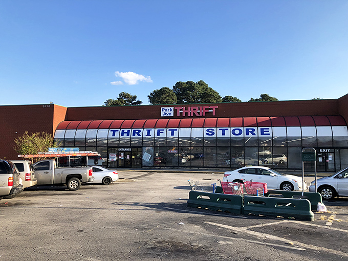 The unassuming storefront hides a treasure hunter's paradise within. Like finding a secret passage to Narnia, but with vintage jackets instead of talking lions.