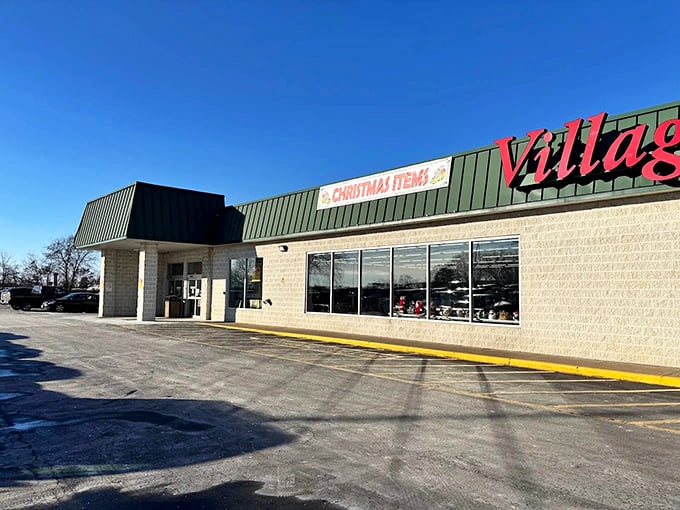 The unassuming exterior of Village Discount Outlet in Akron belies the treasure trove within. Like a thrift store speakeasy, only the initiated know what awaits inside.