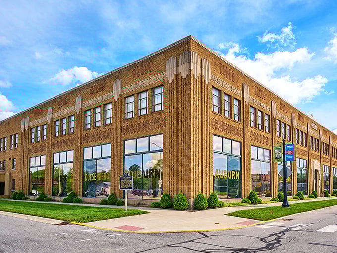 The Art Deco fa&ccedil;ade isn't just a building&mdash;it's a time machine disguised as architecture. Indiana's automotive palace beckons with promises of chrome and glory.