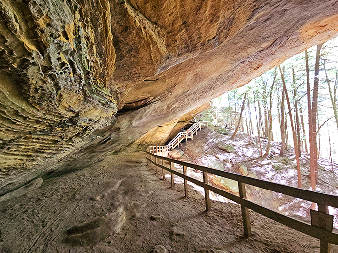 Nature's own cathedral! The sandstone formations at Hocking Hills create dramatic passageways that make you feel like you've wandered onto the set of "Indiana Jones." 
