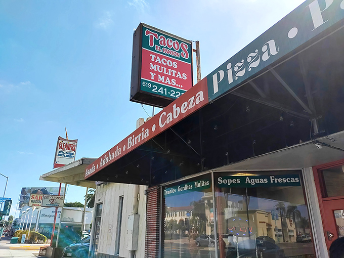 The unassuming storefront of Tacos El Panson stands as a beacon of culinary promise in San Diego, where the best food often hides behind the most modest facades.
