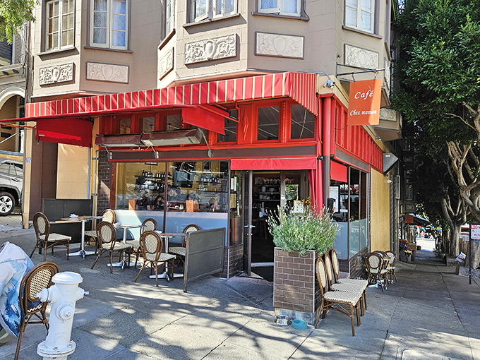 The corner bistro with its distinctive red awning beckons like a Parisian postcard come to life in the heart of Potrero Hill.