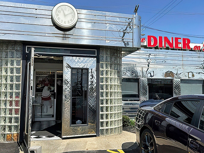The gleaming stainless steel exterior of Diner on 55th shines like a beacon of breakfast hope on Cleveland's east side.