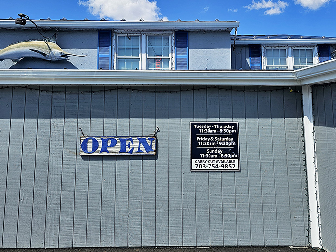 The unassuming blue-gray exterior hides seafood treasures within, like finding Neptune's pantry tucked away on Route 29.