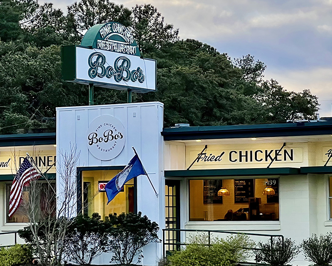 BoBo's classic green and white facade promises simplicity, but inside awaits fried chicken that might just change your life.