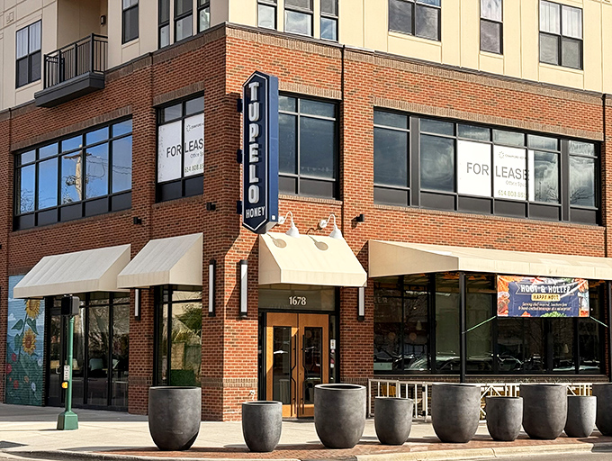 Tupelo Honey's modern brick exterior might not scream "Southern comfort," but don't let that fool you&mdash;culinary magic awaits inside this Upper Arlington gem. 