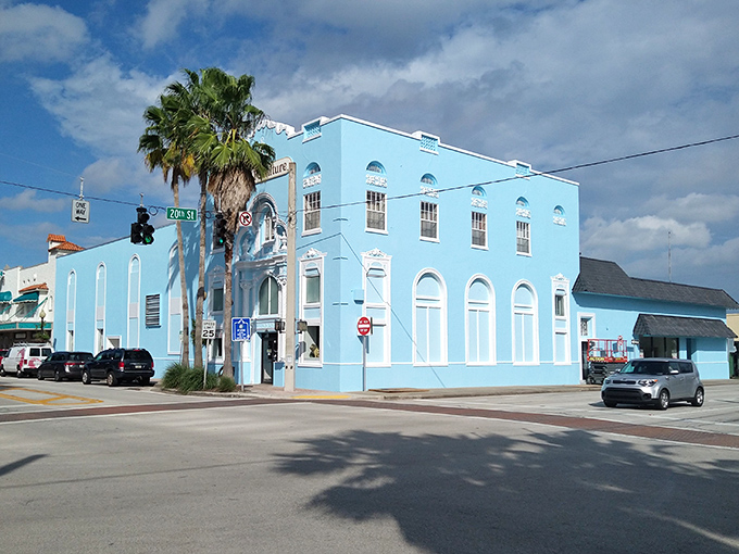 The sky-blue historic building housing Vintage Vero stands out like a tropical oasis in downtown Vero Beach, beckoning treasure hunters with its architectural charm.