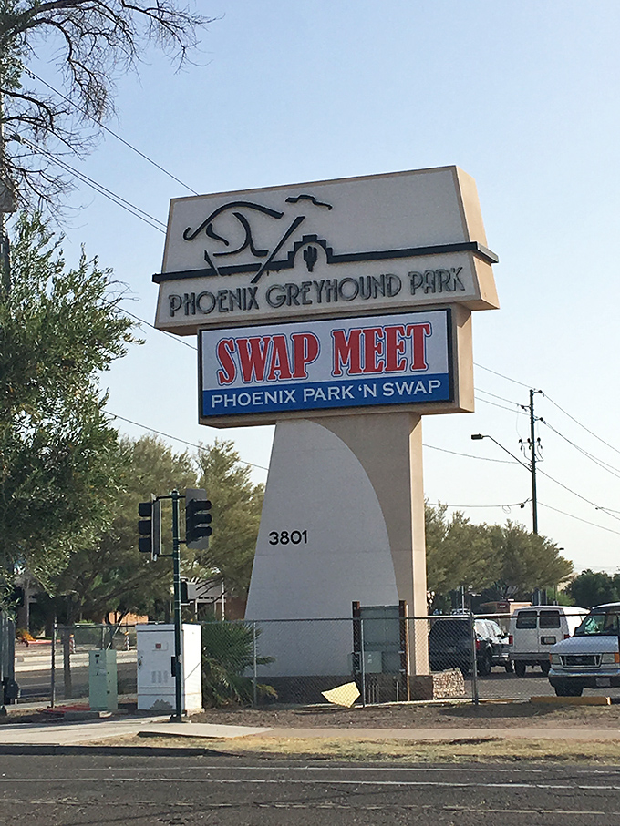 That towering sign beckons treasure hunters like a lighthouse guides ships to shore.