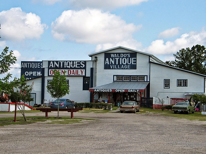 Waldo's Antique Village stands like a time machine disguised as a warehouse, promising treasures your grandkids will fight over someday.