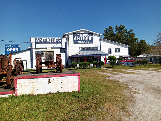 Waldo's Antique Village stands like a time machine disguised as a warehouse, promising treasures your grandkids will fight over someday.