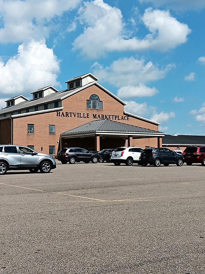 The brick facade of Hartville MarketPlace stands like a cathedral of commerce under Ohio skies, promising treasures within for the patient explorer. 