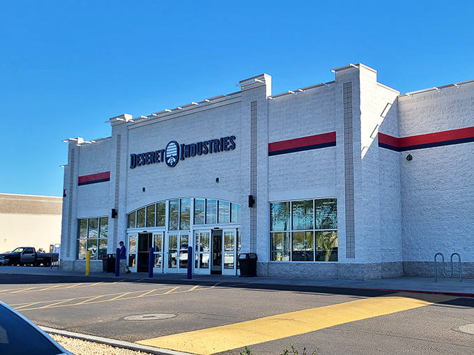 The white-walled wonderland of Deseret Industries stands like a bargain hunter's Taj Mahal under Arizona's brilliant blue sky.
