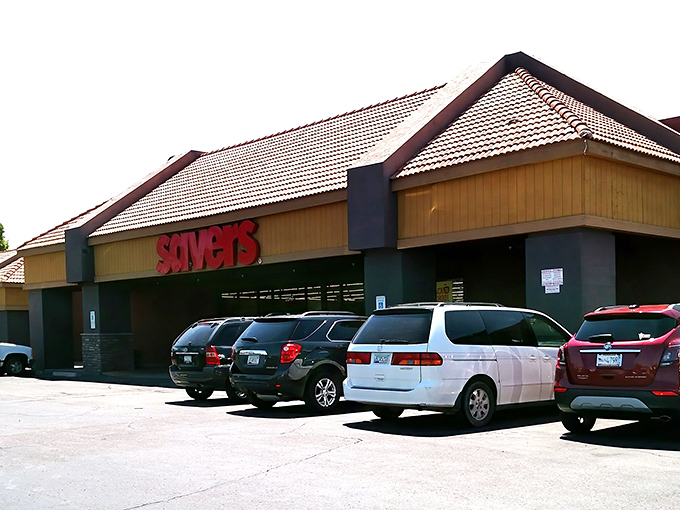 The iconic red Savers sign against an Arizona sunset &ndash; where treasure hunting begins and wallets breathe a sigh of relief.