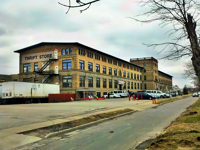 The grand brick exterior of Cincinnati's Salvation Army Thrift Store looks more like a historic academy than a bargain hunter's paradise. Those steps practically invite you to ascend to thrift nirvana.
