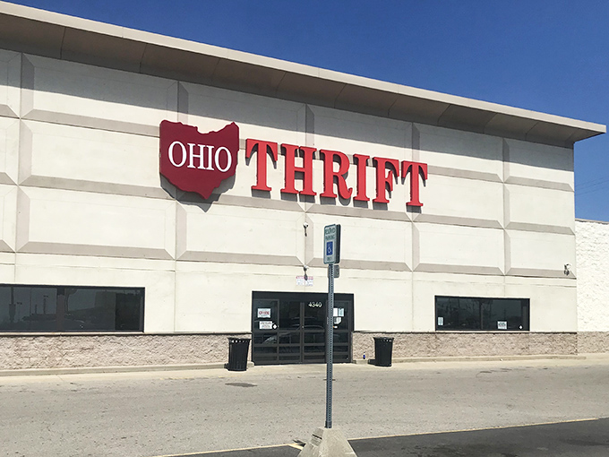 The iconic Ohio-shaped sign welcomes bargain hunters to this treasure trove on West Broad Street. Like a beacon for the budget-conscious shopper.