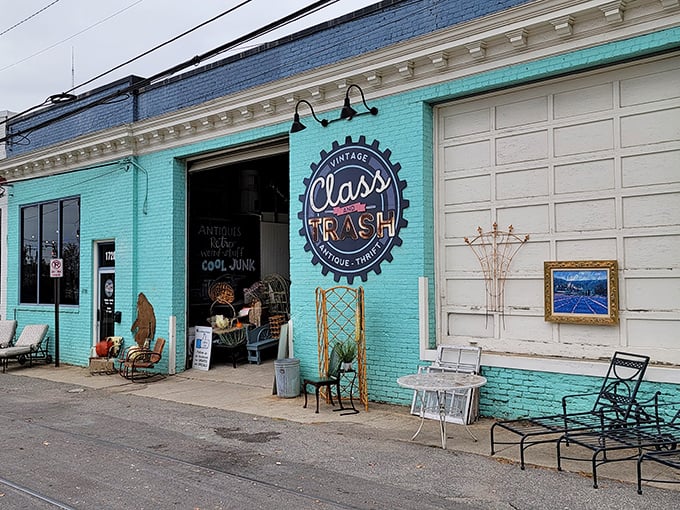 The turquoise beacon of bargain hunting beckons from Scott's Addition. This isn't just thrift shopping&mdash;it's treasure hunting with architectural flair.