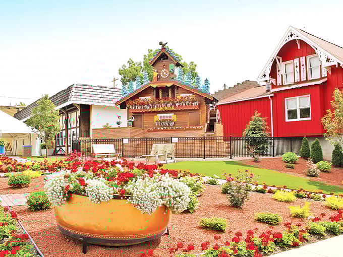The world's largest cuckoo clock stands proudly in Sugarcreek, surrounded by colorful gardens and Swiss-inspired architecture. Time literally comes alive here every hour on the hour.