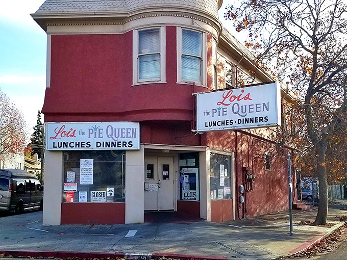 The distinctive red exterior with its charming turret makes Lois the Pie Queen look like a storybook castle where the treasure is perfect pancakes.