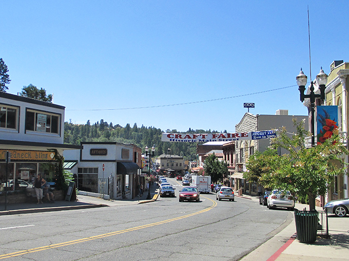 Placerville's Main Street whispers Gold Rush tales while offering modern comforts, all nestled against a backdrop of Sierra foothills that frame the scene like nature's own picture window.
