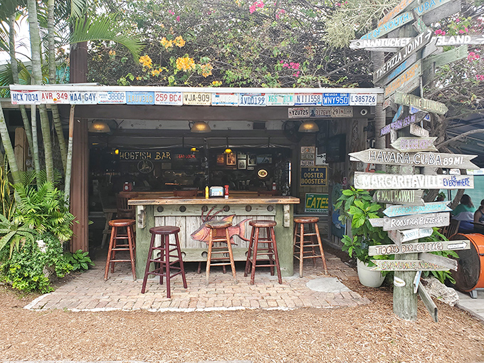 The thatched roof and Phillips 66 sign might make you think you've taken a wrong turn, but trust me&mdash;paradise awaits beneath that palm-thatched canopy.