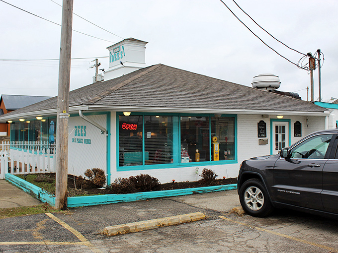 The classic white building with turquoise trim stands like a beacon of breakfast hope on a perfect Ohio day &ndash; a time capsule waiting to feed you.