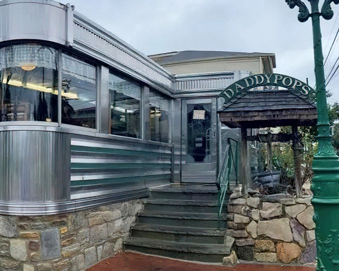 The stainless steel exterior gleams like a time machine disguised as a diner. Step inside and travel back to when breakfast was an event, not just a meal.