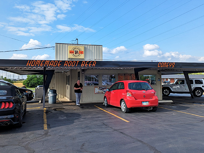 The neon promise of "HOMEMADE ROOT BEER" glows like a beacon for road-weary travelers. This isn't retro by design&mdash;it's retro because it never changed