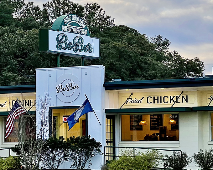 BoBo's classic green and white facade promises simplicity, but inside awaits fried chicken that might just change your life.