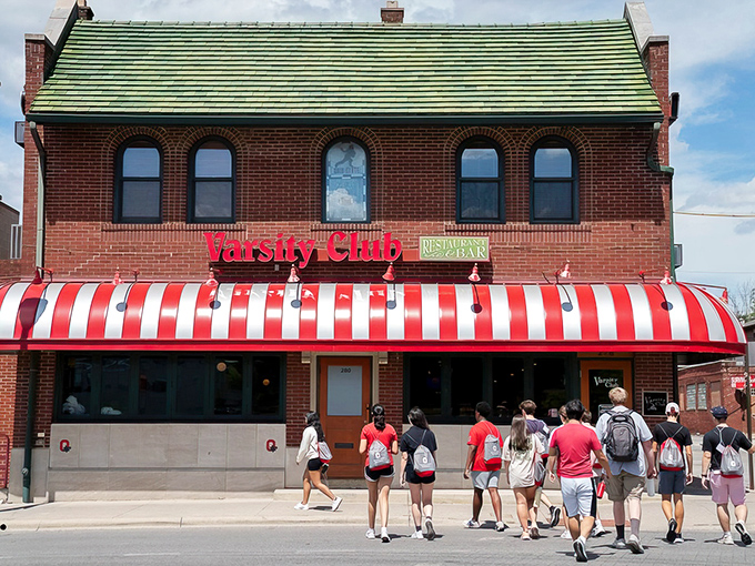That iconic red and white awning isn't just a canopy&mdash;it's a beacon calling hungry Buckeye fans home. A Columbus landmark that promises good times inside.
