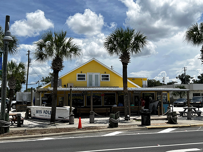 That sunshine-yellow building isn't just a restaurant&mdash;it's Panama City's beacon of seafood salvation, standing proud among the palms like Florida's tastiest landmark.