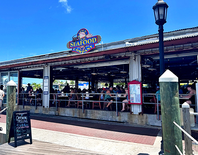 The ultimate Florida Keys welcome sign: sun-drenched outdoor seating with that unmistakable "you're on vacation now" vibe.