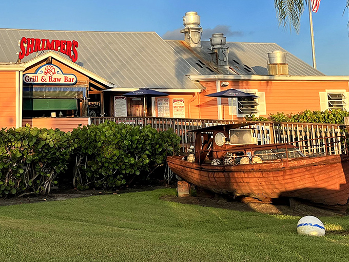 The sunset glow on Shrimper's peachy exterior isn't just Florida showing off&mdash;it's nature's way of saying "dinner is served."