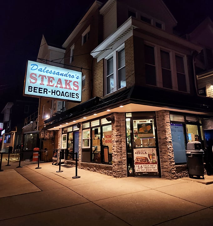 The unassuming facade of Dalessandro's hides culinary greatness, like Clark Kent's glasses concealing Superman's identity.