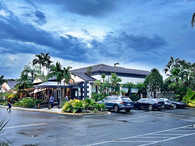 Tropical paradise or seafood haven? At Bimini Twist, palm trees and twinkling lights create the perfect backdrop for an unforgettable Florida evening. 