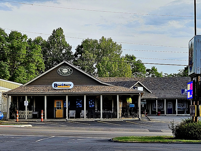 The Blue Berry Caf&eacute;'s charming exterior promises breakfast adventures that'll make your morning commute worthwhile.
