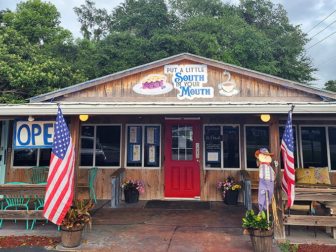The wooden facade with its "Put a Little South in Your Mouth" sign isn't just charming&mdash;it's a promise this Dunnellon gem delivers on with every bite. 