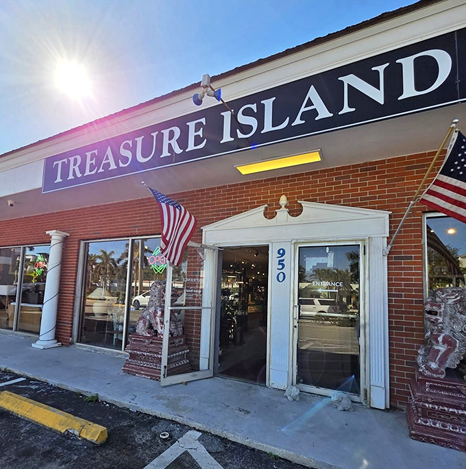The Florida sun creates a perfect spotlight on Treasure Island Antiques, as if Mother Nature herself is saying, "Look what I found for you!"