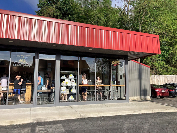 The bright red exterior isn't just eye-catching&mdash;it's a smoke signal to barbecue lovers that something special awaits inside this Verona gem.