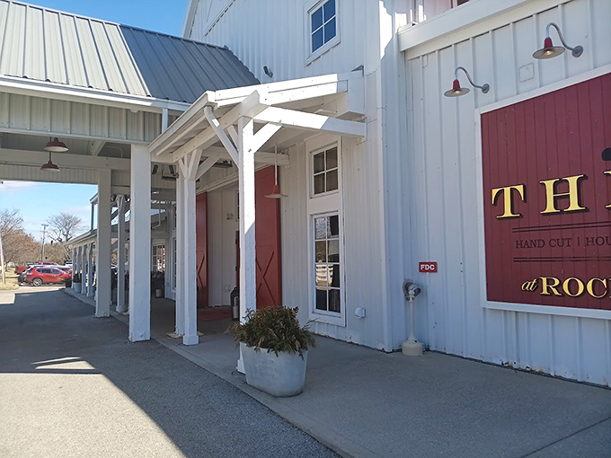 The classic red and cream exterior isn't just farm-chic window dressing&mdash;it's your first clue that serious culinary business happens inside these barn walls.