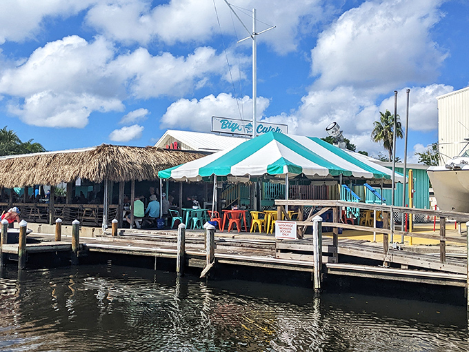 The turquoise facade of The Big Catch at Salt Creek isn't trying to hide &ndash; it's proudly announcing that Florida seafood paradise awaits inside.