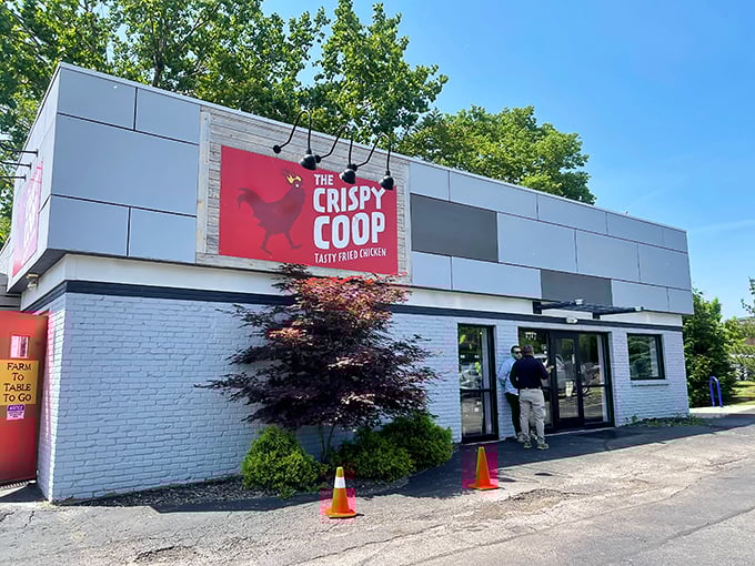 The unassuming exterior of The Crispy Coop belies the culinary treasures within. Like finding a diamond in a strip mall, this Columbus gem promises golden, crispy delights.
