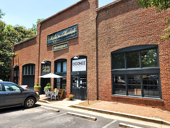 The historic brick fa&ccedil;ade of Madison Markets welcomes treasure hunters with its timeless charm and the promise of discoveries waiting inside.