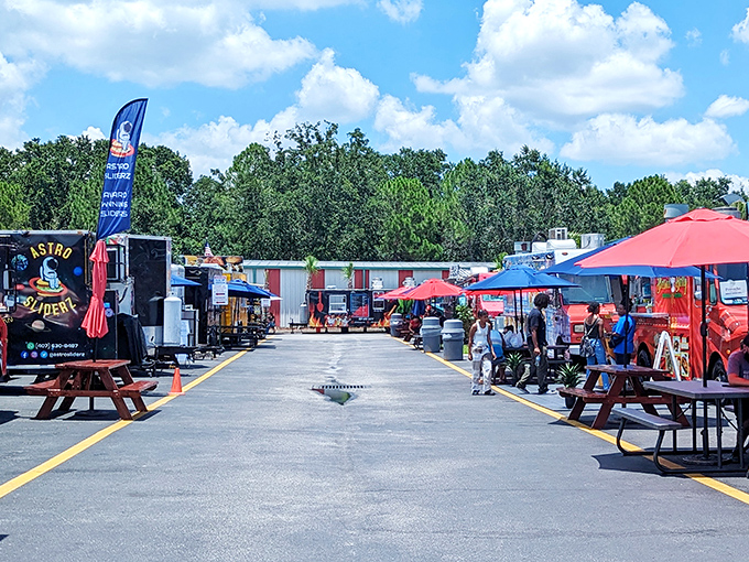 The legendary green aisles of Main Gate Flea Market stretch before you like retail therapy's yellow brick road. Treasure hunting starts here!