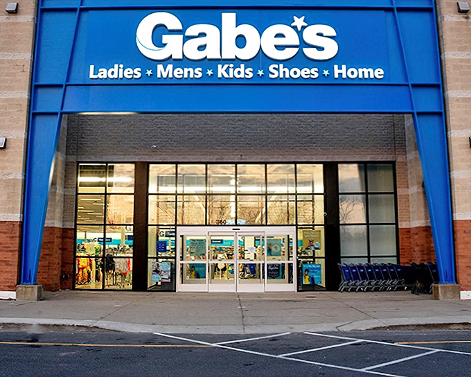 The blue beacon of bargain hunting beckons from Erie's retail landscape. Gabe's storefront promises treasure within those sliding doors. 