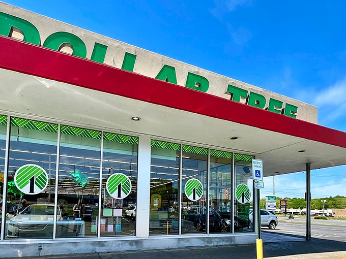 The iconic green signage of Dollar Tree beckons shoppers like a budget-friendly lighthouse guiding penny-pinchers safely to harbor.