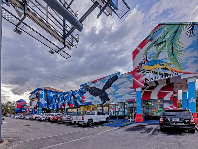 The iconic sign beckons bargain hunters like a neon-lit promise of treasures waiting to be discovered under the Florida sun.