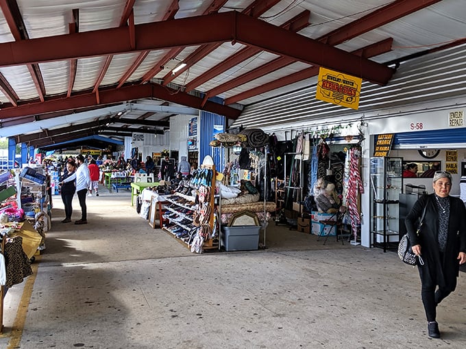 The covered walkways of Beach Boulevard Flea Market offer a treasure hunter's paradise where bargain quests begin and wallets breathe easy.