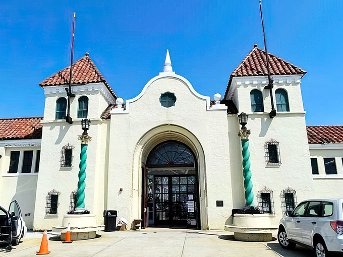 The Spanish Mission-style entrance isn't just photogenic&mdash;it's a portal to treasure hunting paradise. Like finding the wardrobe to Narnia, but with vintage vinyl instead of talking lions.
