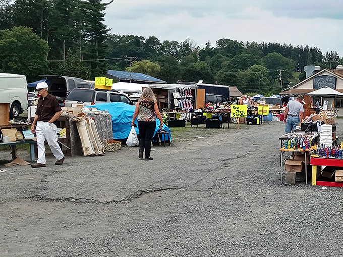 The treasure hunt begins! Vendors set up their wares at Blue Ridge Flea Market, where one person's castoffs become another's conversation pieces.
